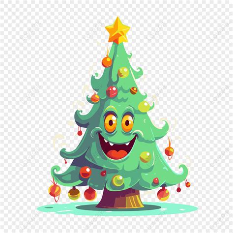 재미있는 크리스마스 트리 벡터클립 아트상표만화 Png 일러스트 무료 다운로드 Lovepik