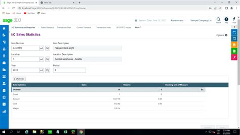 Sales Statistics Report In Sage 300 Cloud