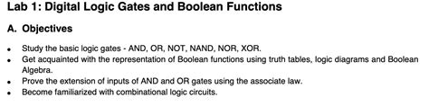 Solved Lab 1 Digital Logic Gates And Boolean Functions A Chegg Com