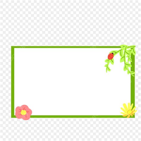 사각 꽃 일러스트 테두리 녹색 잎 홍화 식물 테두리 녹색 잎 테두리 봄 장식 테두리 Png 일러스트 및 Psd 이미지 무료
