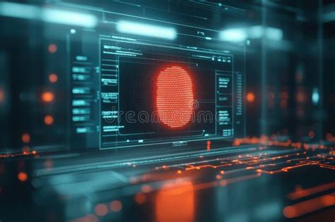 Futuristic Digital Fingerprint Recognition High Tech Environment Stock