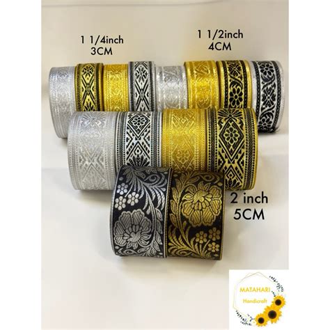 1 Meter 1 1 2” 1 1 4” 2” 2 1 2” Reben Songket Reben Konvo Jubah Ribbon Jacquard Border Lace