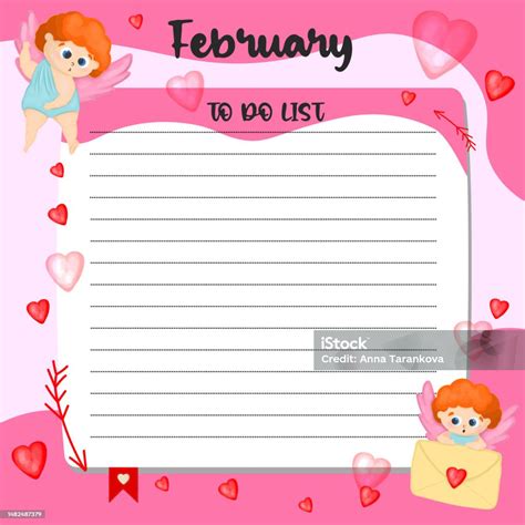 2월 월간 플래너 주간 플래너 습관 추적기 템플릿 및 예시 의제 일정 플래너 체크리스트 불렛 저널 노트북 및 기타 문구류에 대한 템플릿입니다 발렌타인 데이 테마 2월에 대한