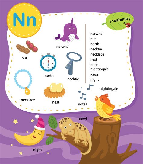 Alphabet Letter N Education Vocabulary Illustration Vector 9389394 Vector Art At Vecteezy