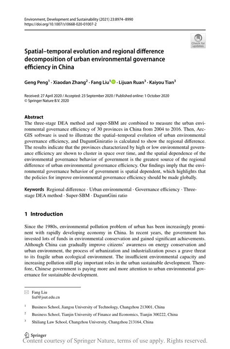 Spatial Temporal Evolution And Regional Difference Decomposition Of Urban Environmental