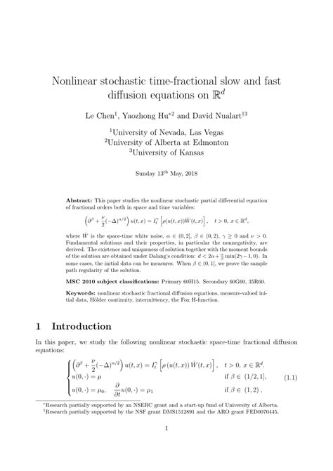 Pdf Nonlinear Stochastic Time Fractional Slow And Fast Diffusion Equations On Mathbb{r} D