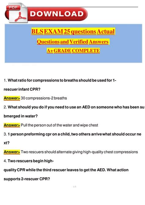 Bls Exam 25 Questions Actual 2025 Questions And Verified Answers 2025 2026 A Grade