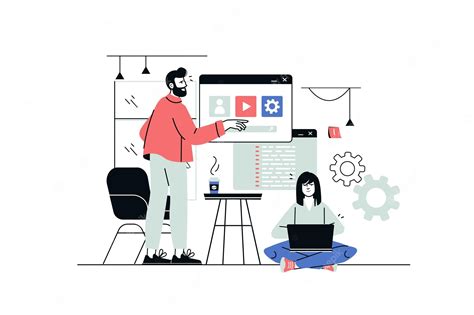 premium vector ui ux programming concept in flat line design