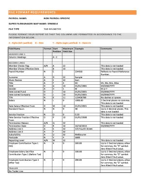Fillable Online FILE FORMAT REQUIREMENTS PAYROLL NAME NON PAYROLL
