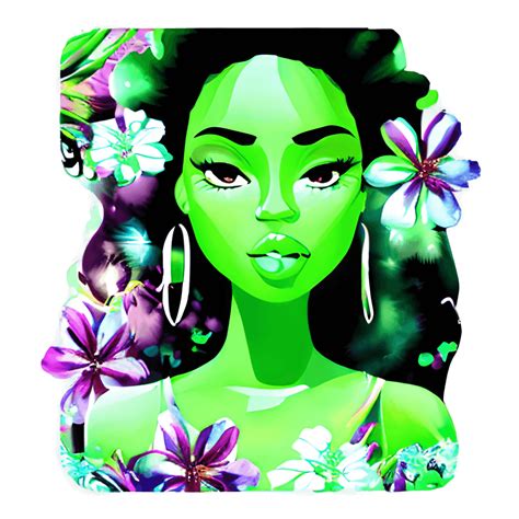 Beautiful Black Woman With Smooth Face And Flower Background · Creative