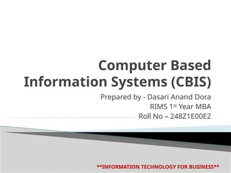 Computer Based Information System Pptx