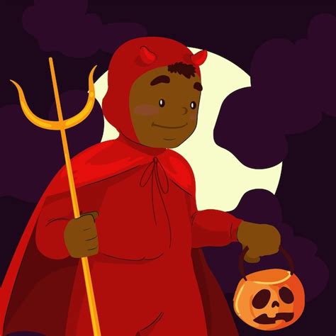 Premium Vector Boy With Devil Costume