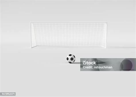 Portería De Fútbol Y Balón De Fútbol Aislados Sobre Fondo Blanco