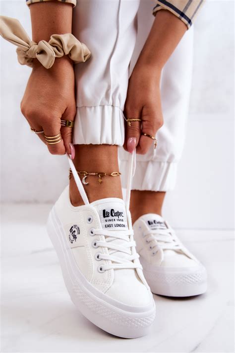 Tenisówki Na Platformie Lee Cooper Lcw 22 31 0837l Białe Bugo Pl Buty Damskie