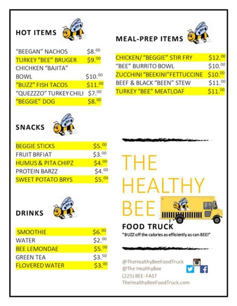 The Healthy Bee Menu By Brandi Woods Docx