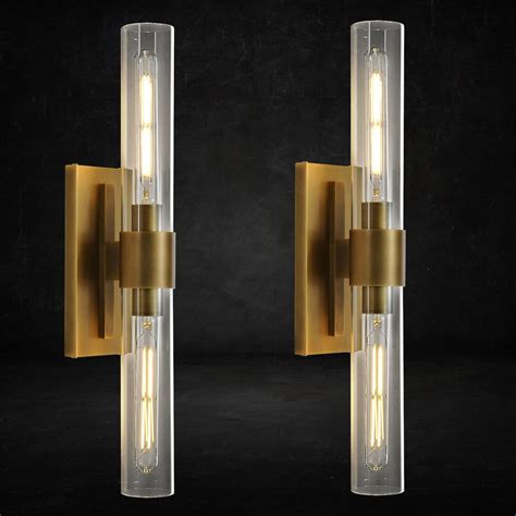 Zhtiechui Brass Wall Sconces Set Of Two 228 Sconces Wall Lighting 2 Light Gold Bathroom