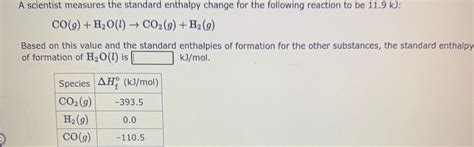 Solved A Scientist Measures The Standard Enthalpy Change For Chegg Com