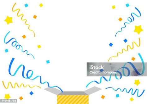 선물 상자에서 튀어나오는 리본과 색종이의 일러스트 프레임 아버지의 날 여름 화이트 스페이스 깜짝 장난감 상자에 대한 스톡 벡터 아트 및 기타 이미지 깜짝 장난감 상자