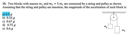Two Blocks With Masses M1 And M25m1 Are Connected By A String