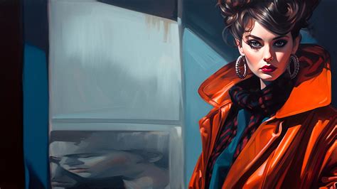 Рисунок девушка шатенка в плаще · бесплатная фотография