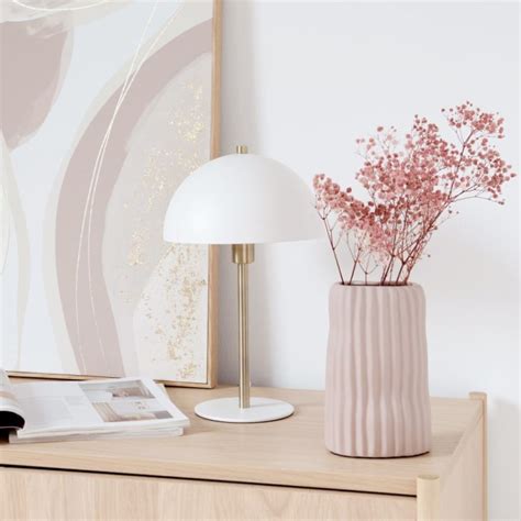 Witte En Vergulde Metalen Lamp In De Vorm Van Een Paddenstoel Davy Maisons Du Monde