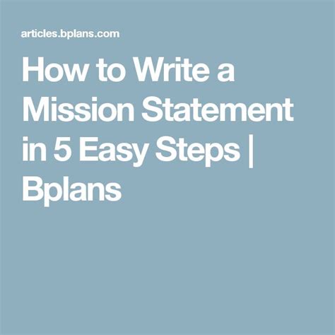 How To Write A Mission Statement Great Examples Bplans Writing A Business Plan Business