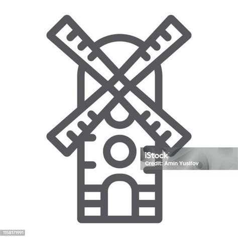 풍차 선 아이콘 팜 및 바람 밀 기호 벡터 그래픽 흰색 배경에 선형 패턴 10에 대한 스톡 벡터 아트 및 기타 이미지 10