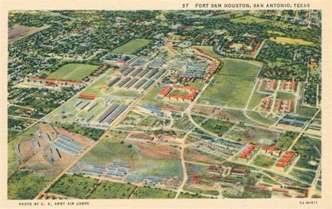 Linen Postcard San Antonio Texas Aerial View Of Fort Sam Houston Ca