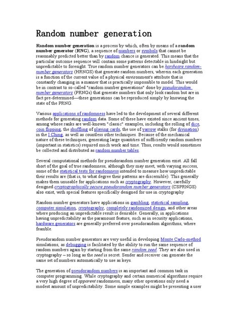 Randomising Numbers And Their Effect Pdf Randomness Applied