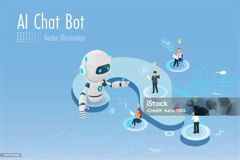 Ai 채팅 로봇은 물음표 기호에 사용자에게 스마트 솔루션에 응답합니다 인공 지능 로봇 공학 및 챗봇 기술은 전 세계 트렌드에 영향을 미칩니다 벡터 일러스트 레이 션 인공