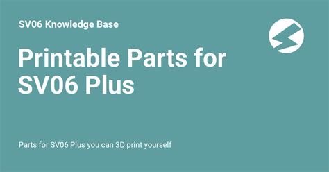 Printable Parts For SV06 Plus SV06 Knowledge Base