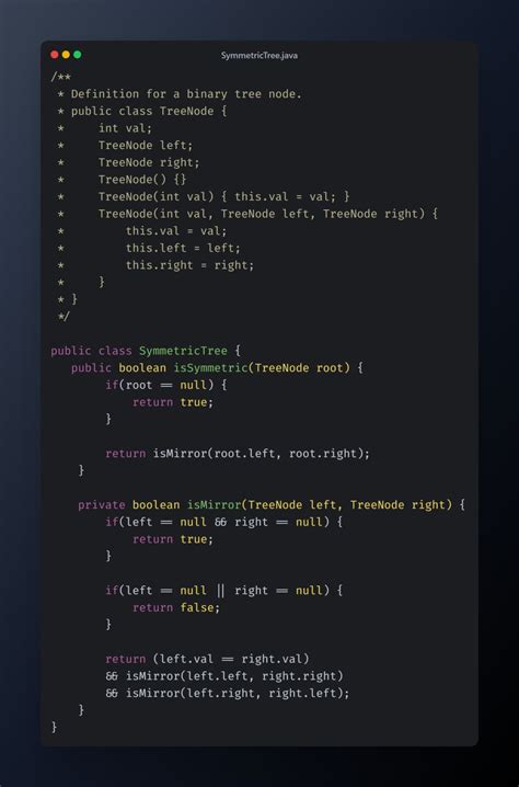 Java Code For Checking Symmetric Binary Trees Shekhar Singh Posted On