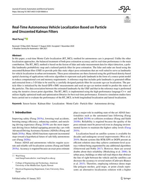 Pdf Real Time Autonomous Vehicle Localization Based On Particle And