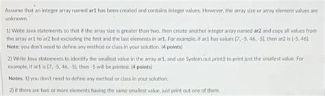 Solved Assume That An Integer Array Named Ar 1 Has Been