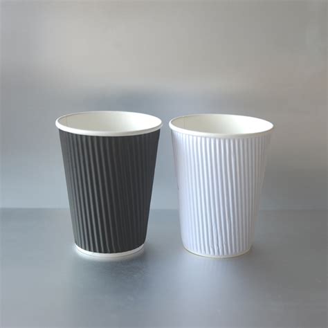 Pla Coated Disposable Ripple Wall Paper Coffee Cupstea Cup With Lids