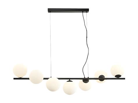 Lampara Lineal De 5 Luces Modelo Inoa Negro Con Tulipas Esfericas Schuller