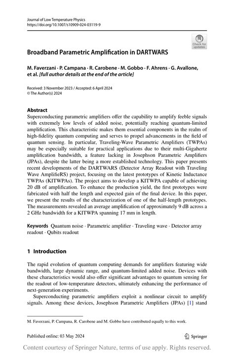 Pdf Broadband Parametric Amplification In Dartwars