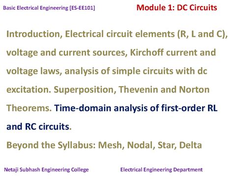 Basic Electrical Engineering Netword Theorems Basic Electrical