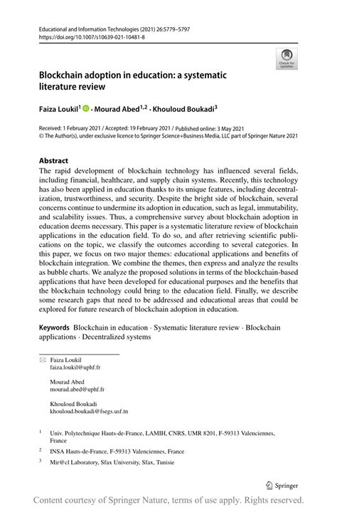 Blockchain Adoption In Education A Systematic Literature Review Request Pdf