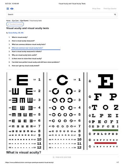 Visual Acuity And Visual Acuity Tests Download Free Pdf Visual Acuity Visual Perception