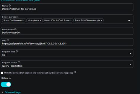 Device Notes Webhook Bug Integrations Particle