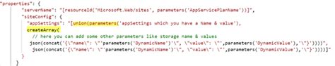 Yaml How To Set An Dynamic Array For Appservice Appsettings In Arm Template Stack Overflow