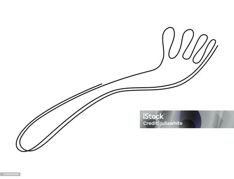 커틀리 테이블 포크 흰색 배경에 격리된 연속 선 그리기 벡터 일러스트 레이 션 고무 장갑에 대한 스톡 벡터 아트 및 기타 이미지 고무 장갑 고풍스런 그릇 Istock