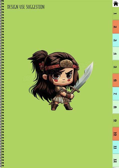 Fierce Chibi Girl Warrior Instant Download Digital Graphics Sublimation Printing T Shirt