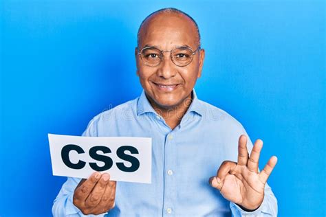 Middle Age Latin Man Holding Css Message Paper Doing Ok Sign With