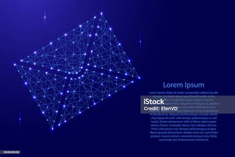 미래 다각형 블루 라인 배너 포스터 인사말 카드에 대 한 빛나는 별에서 비행 봉투 편지의 메시지 벡터 일러스트입니다 개념에 대한 스톡 벡터 아트 및 기타 이미지 Istock