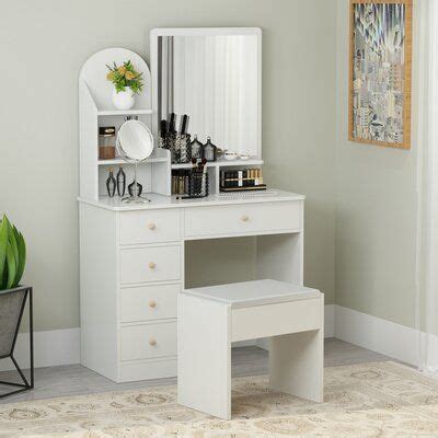 Latitude Run® Vanity Set With Mirror And Drawer Colour Warm White