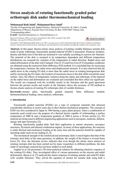 Pdf Stress Analysis Of Rotating Functionally Graded Polar Orthotropic Disk Under