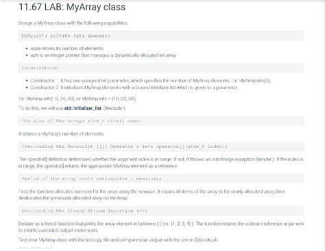 design a myarray class with the following