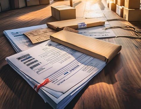 Closeup Of An Export Documentation And Shipping Labels Premium Ai